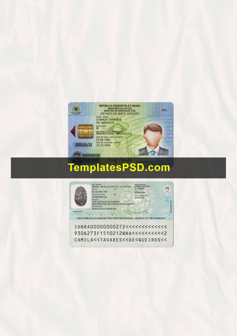 Brazil ID Card Template PSD [Cédula de Identidade]