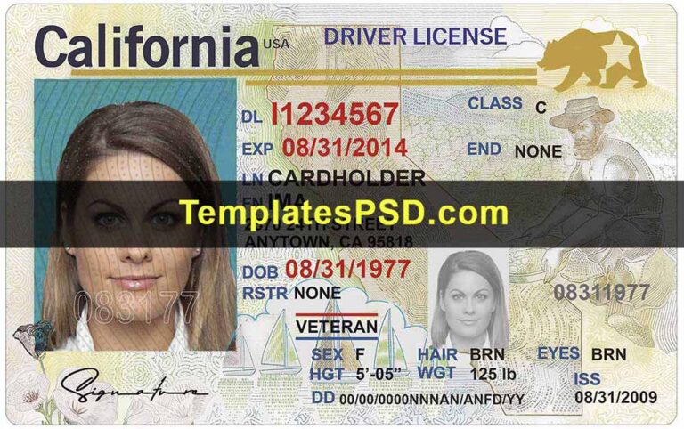 California Drivers License PSD Template [High Resolution] 2025