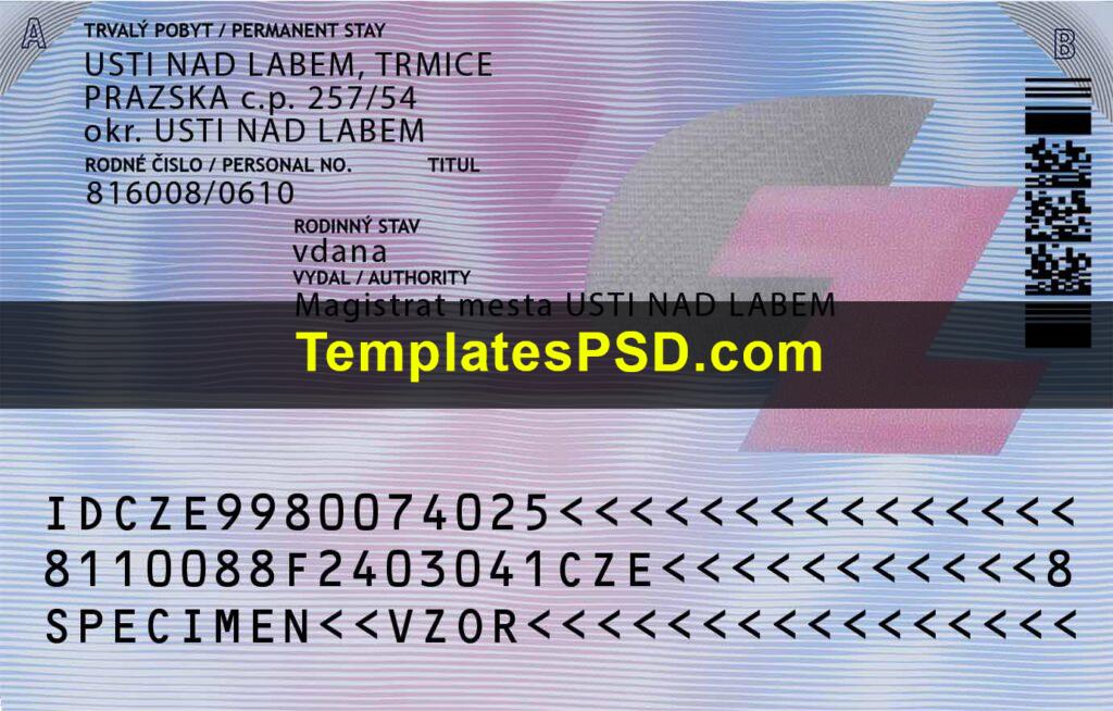 Czech ID Card Template [Download Editable PSD] 2025