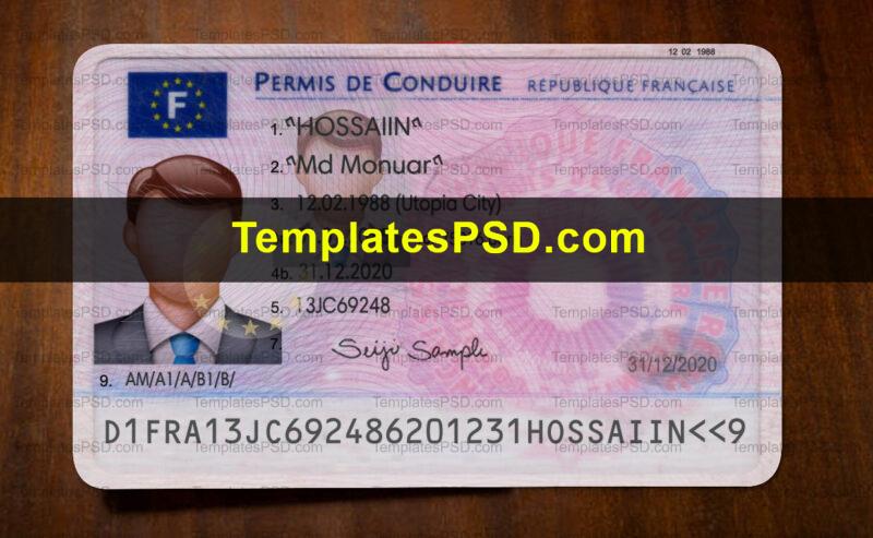 France Driving License Template PSD 2026