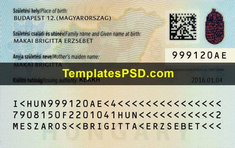 Hungary ID Card Template [Fully Editable PSD] 2025