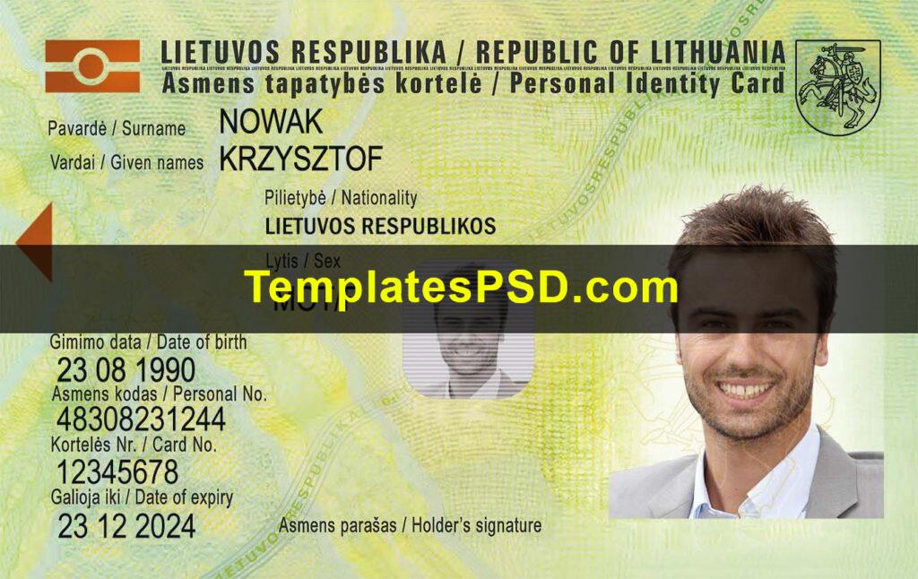Lithuanian ID Card Template [Download Editable PSD] 2026