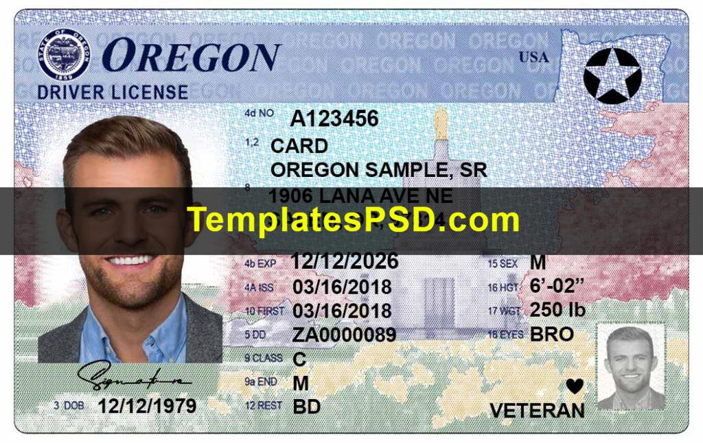Oregon Drivers License PSD Template 2025