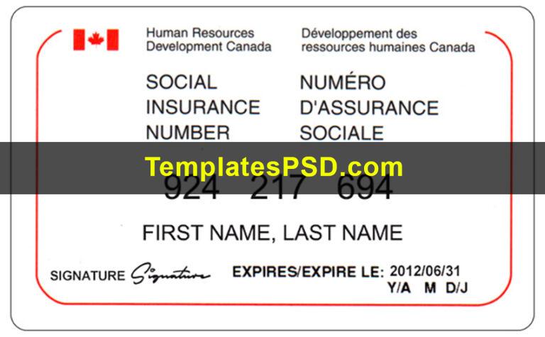 Social Insurance Number Template [SIN Canada PSD] 2025