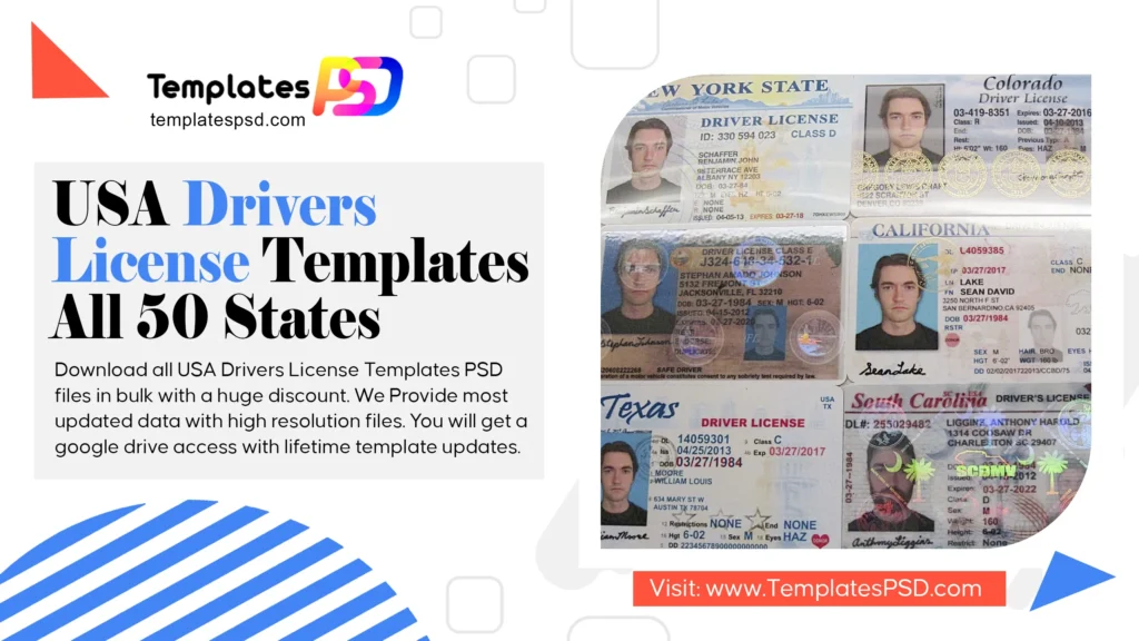 USA Driver’s License Templates PSD [50 States] Updated 2026