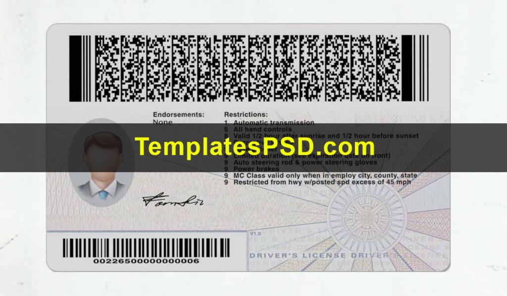 Virginia Drivers License PSD Template 2025