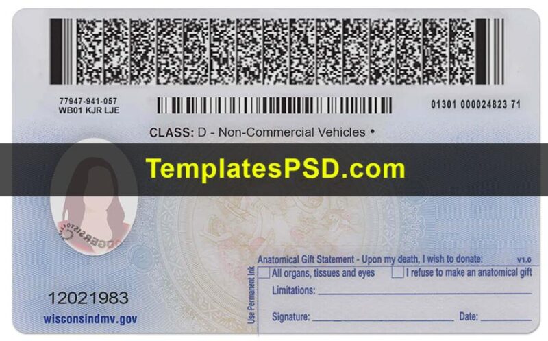 Wisconsin Drivers License PSD Template 2026