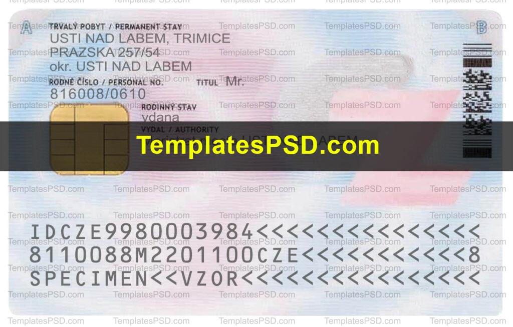 Czech ID Card Template V2 [Download Editable PSD] 2025